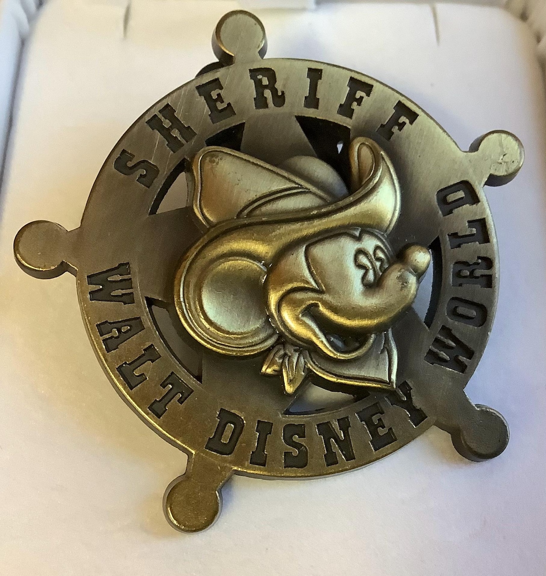 Walt Disney World Metal Mickey Mouse Sheriff Badge With Rubber Mouse ...