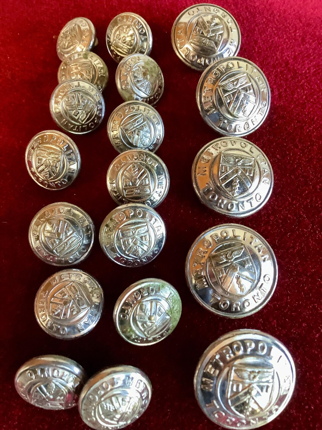 Metropolitan Toronto Crested Set of 19 Suit Uniform Metal Buttons ...