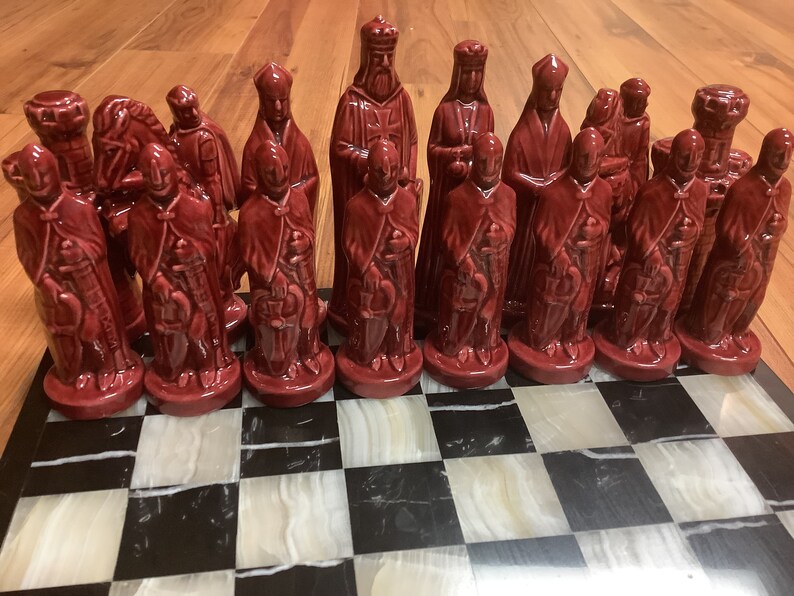 Duncan Ceramics 32 Piece Chess Set Blood Red and Stone Grey - Etsy