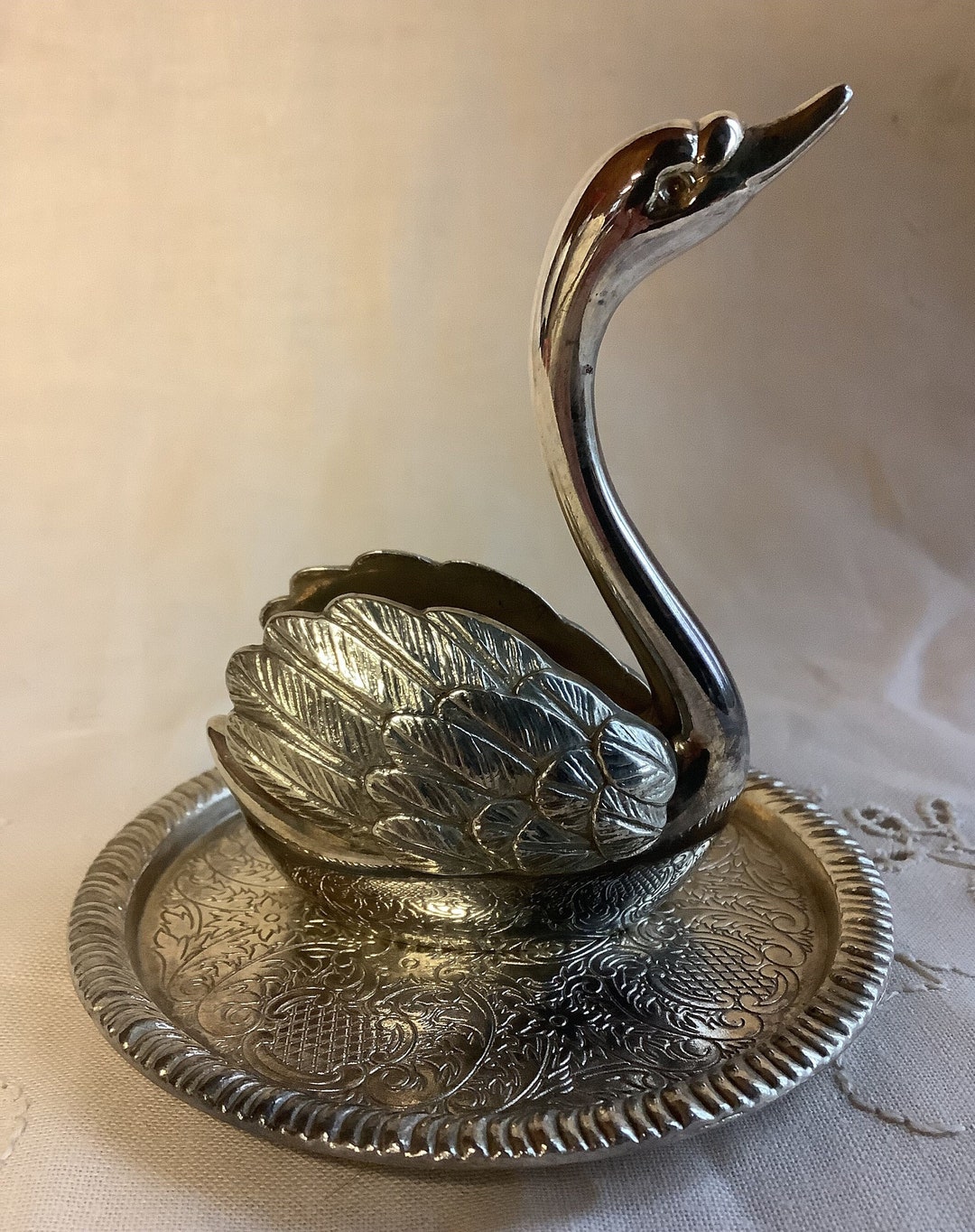 Sellers Zinc Alloy Silver Plated Swan Jewellery Ring Trinket Dish - Etsy