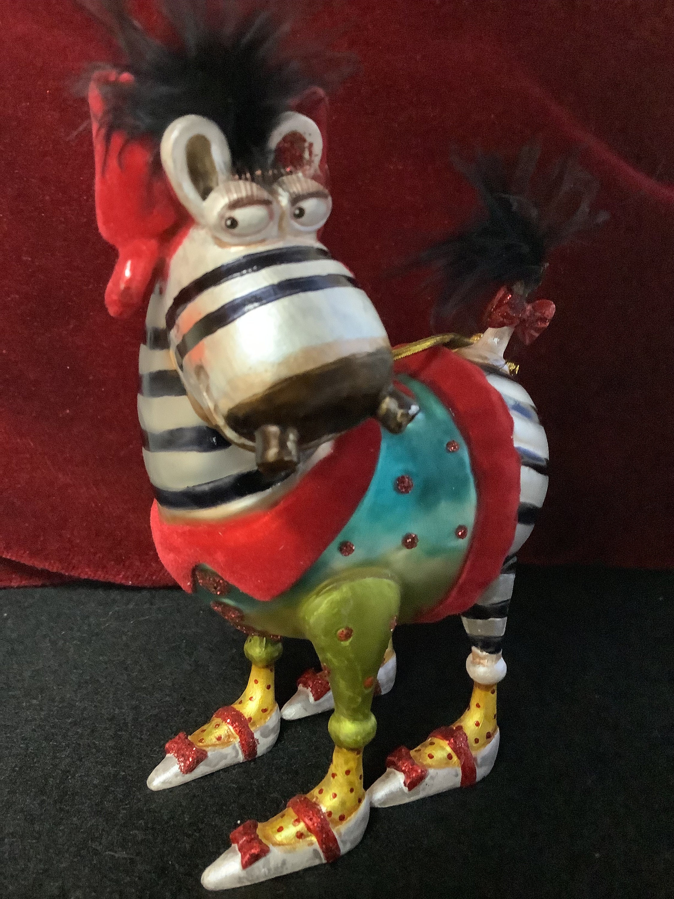 Hand Blown and Painted Quirky Zebra Glass Christmas Tree Ornaments ...