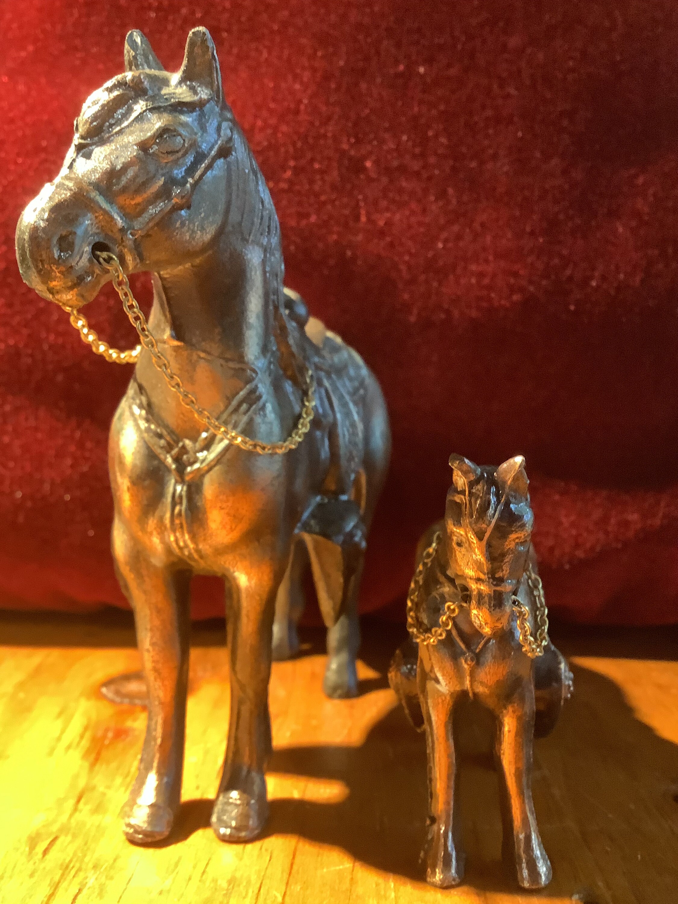 Set of 2 Carnival Prize Die Cast Copper Western Saddle Metal Horse ...