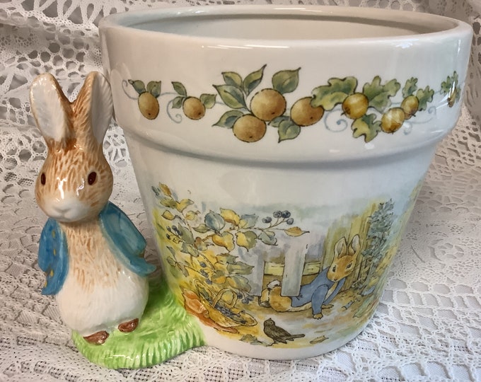 Beatrix Potter Peter Rabbit Ceramic Flower Garden Pot Teleflora 1997 ...