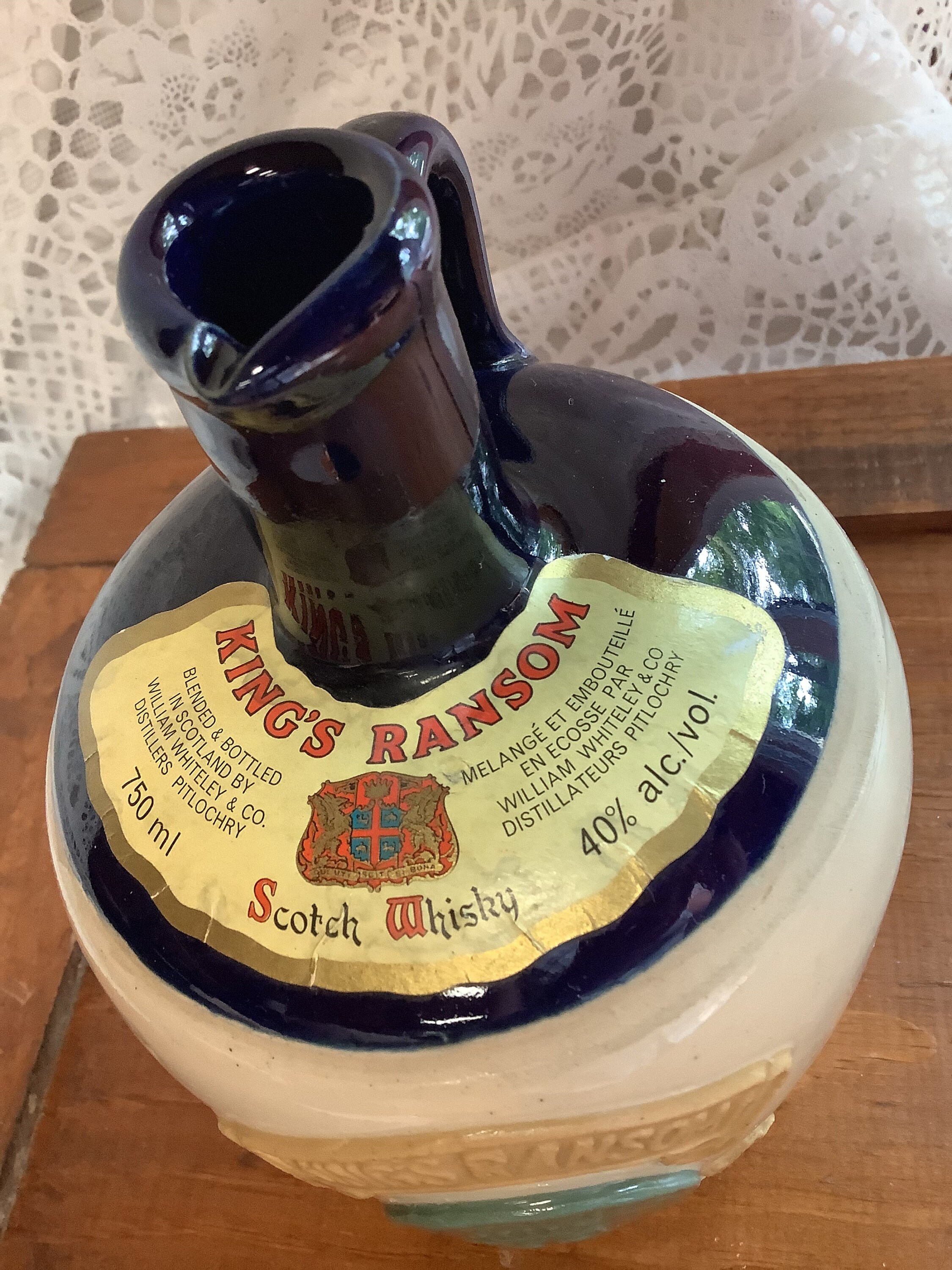 Kings Ransom round the World Cobalt Blue and Tan Stoneware Scotch ...