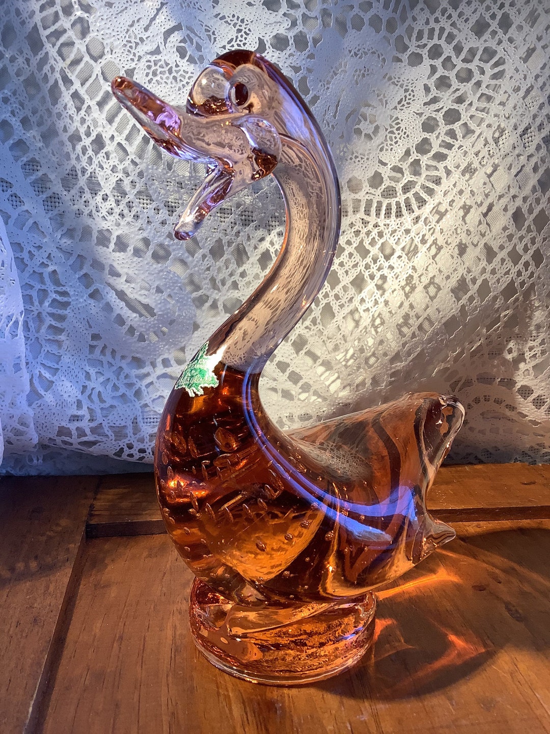 Altaglass Hand Blown Peach Pink Duck/duckling Quacking Controlled ...