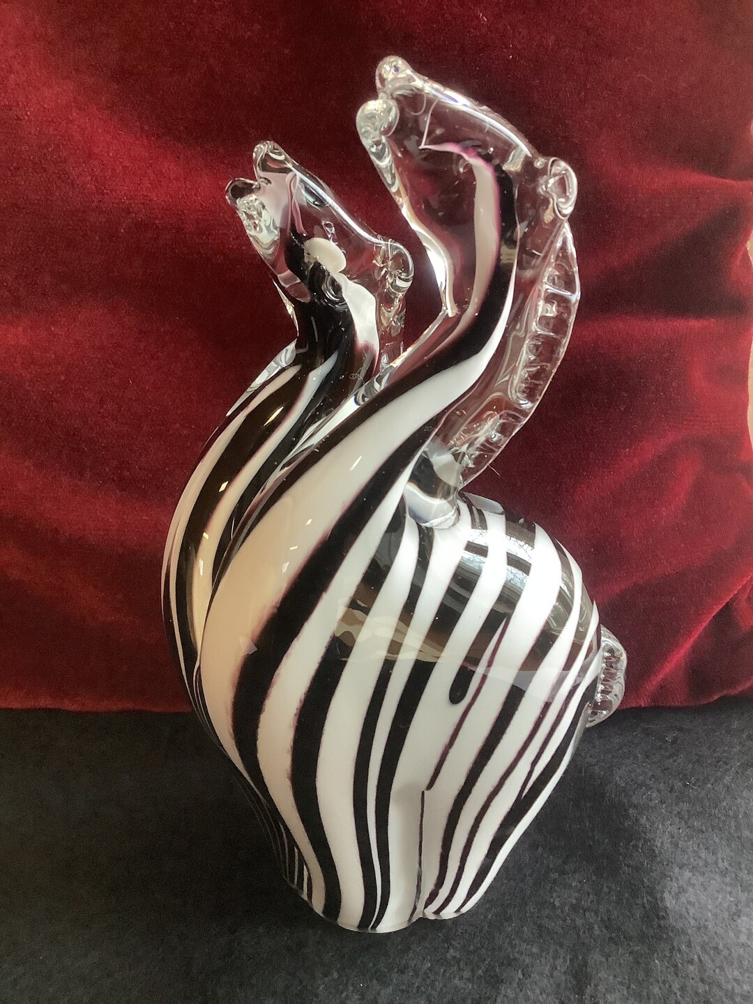 Murano Hand Blown Glass Pair of Zebras Couple Animal Art Collectible ...