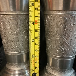 Set of 2 Zinn Etain 95% Pewter Wine Goblets Glasses German Chalice ...