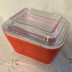 Pyrex 502 Red Small Fridgie Refrigerator Glass Dish With Lid Retro ...