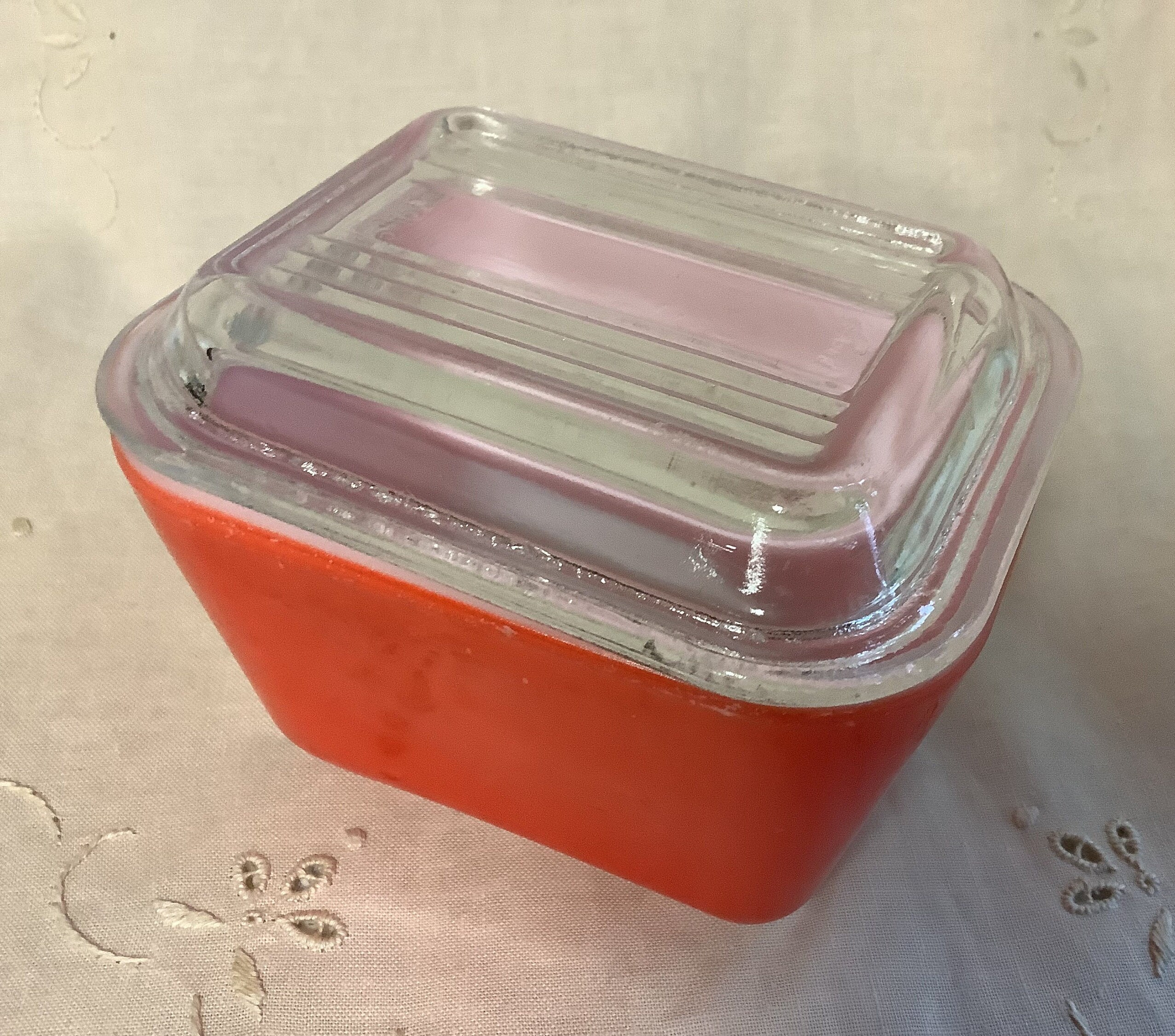 Pyrex 502 Red Small Fridgie Refrigerator Glass Dish With Lid Retro ...