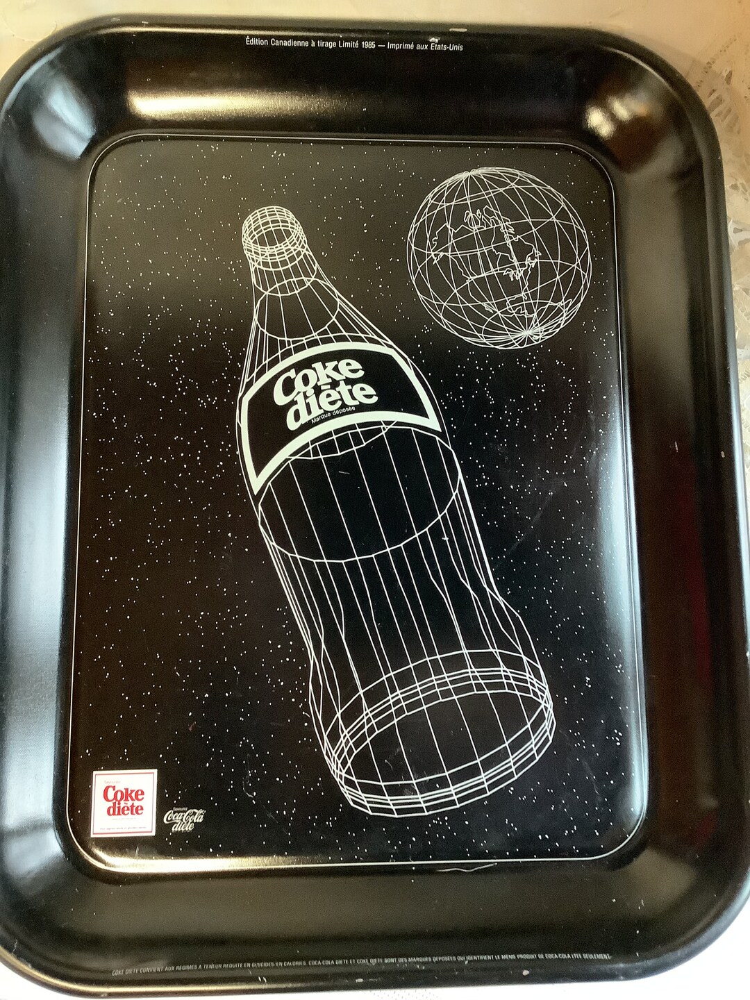 Coca Cola Coke Diete Black Metal Serving Tray Rare French Language With ...