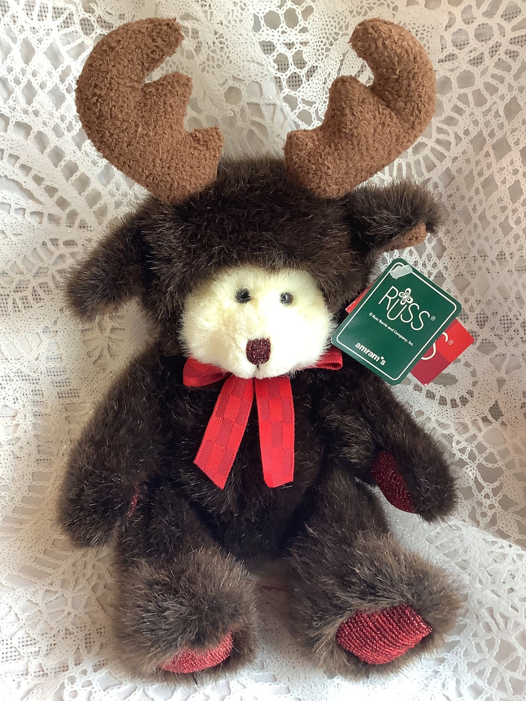 Russ Berrie Broose Moose Plush Teddy Bear With Sparkly Feet and With ...