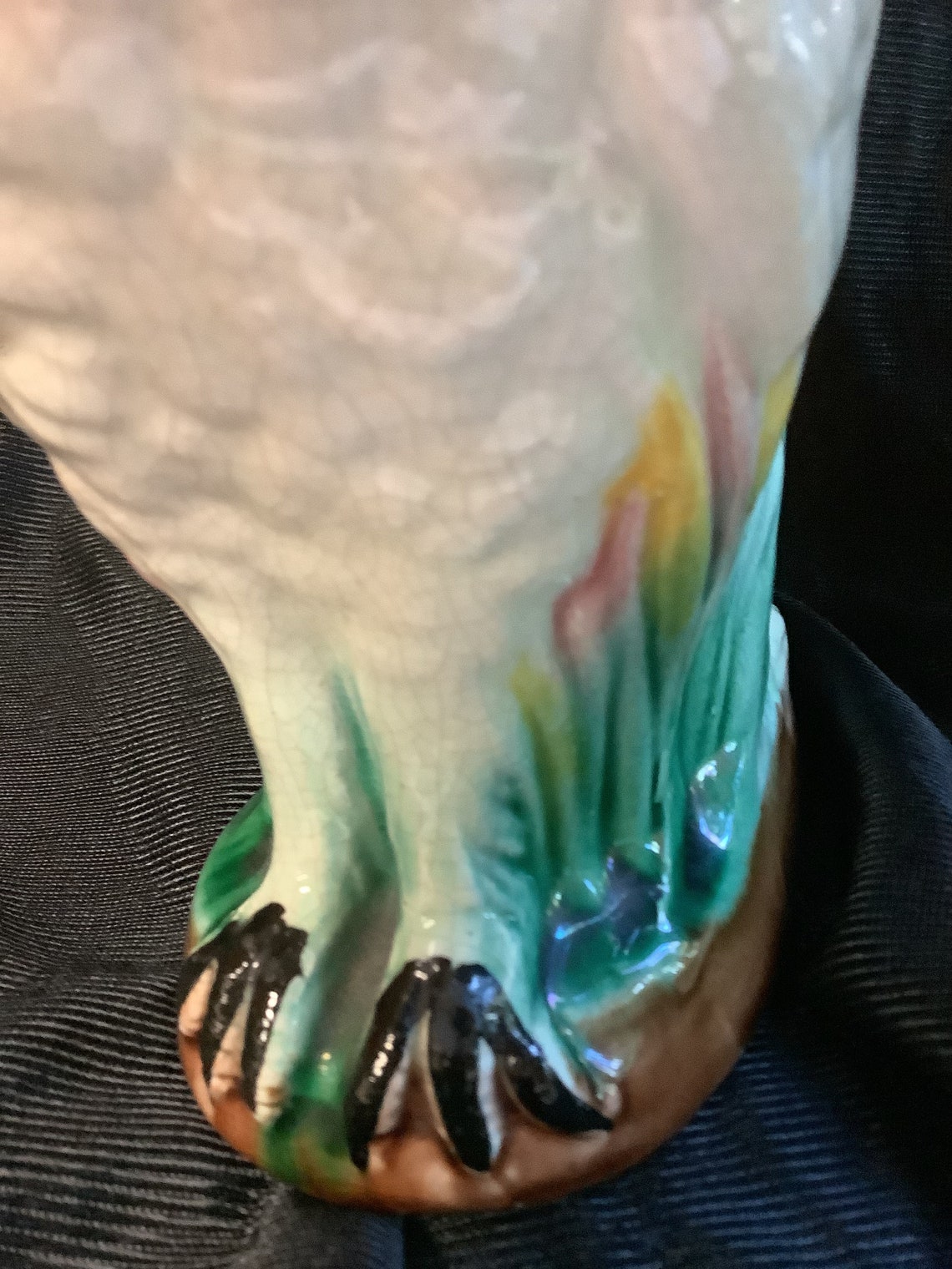 Majolica Ceramic Galah Cockatoo Bird Pitcher Jug With Bamboo Hand ...