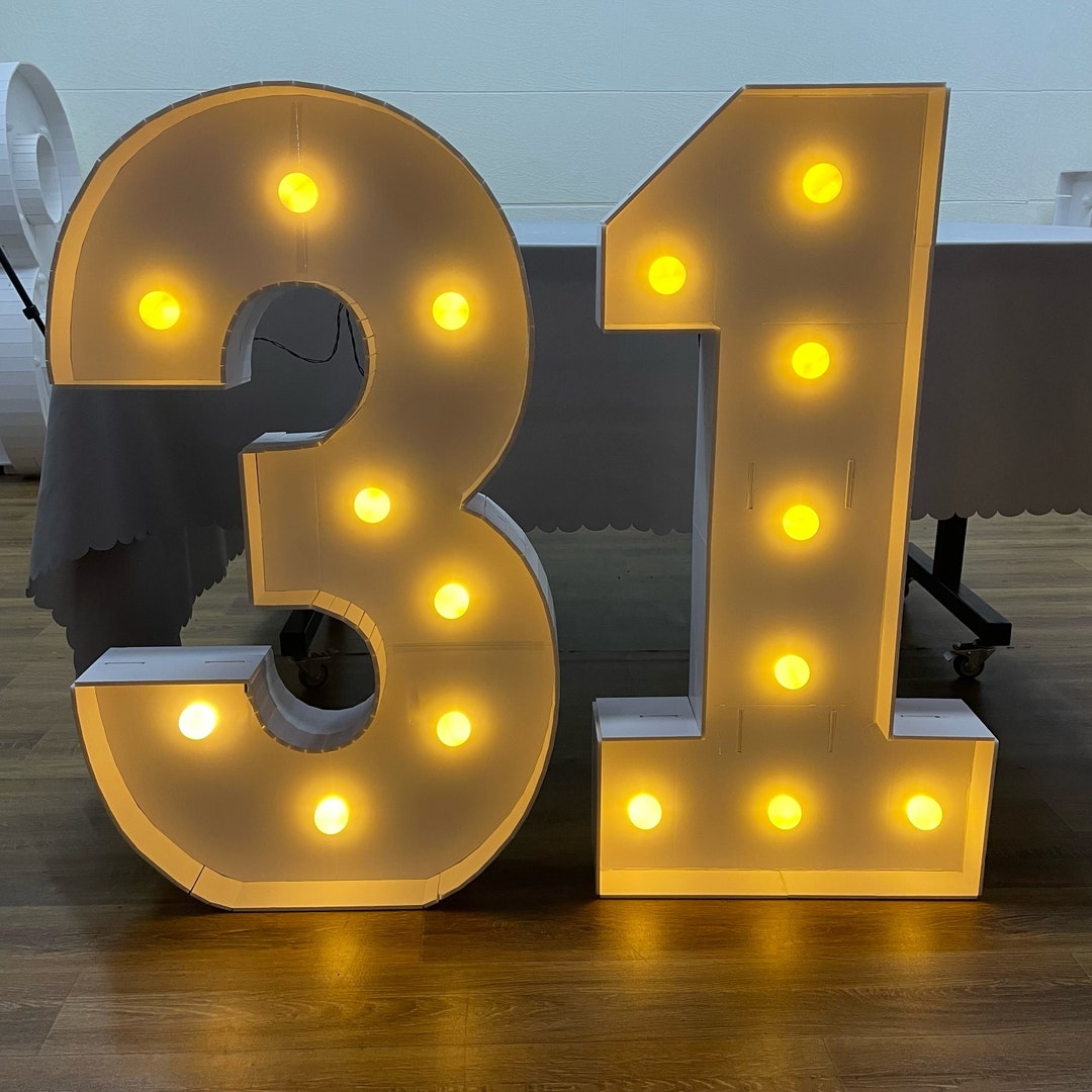 3ft Marquee Numbers With Lights 0-9 Mosaic 3ft Light up Number Pre-cut ...