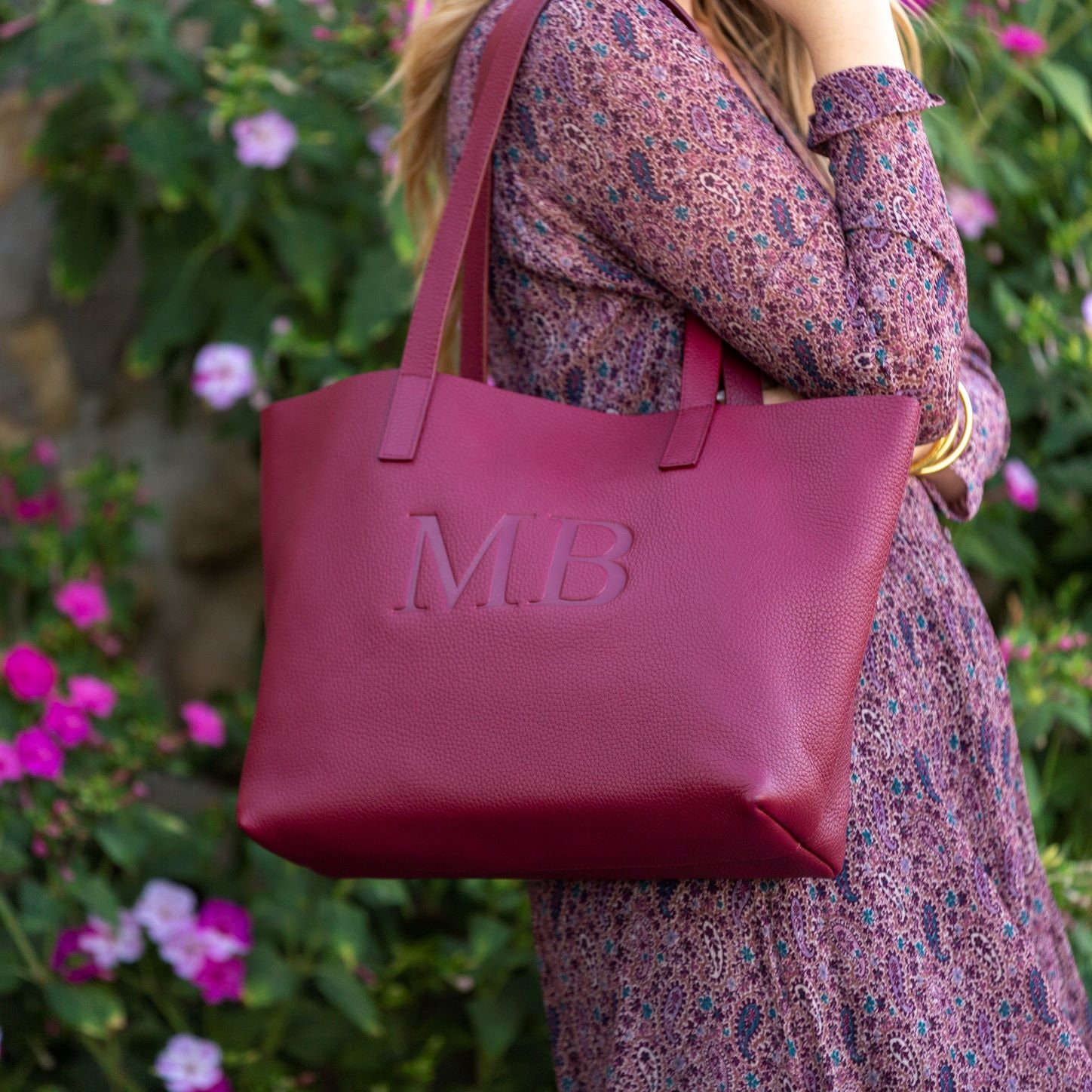 Leather Tote Bag Personalized With Initials, Full Grain Leather Bag ...