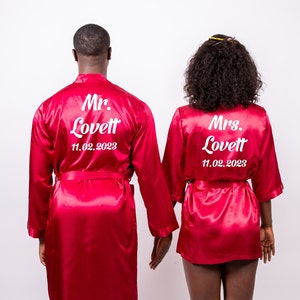 Custom Satin Couple Robes: Personalized Wedding, Honeymoon Gift - Etsy