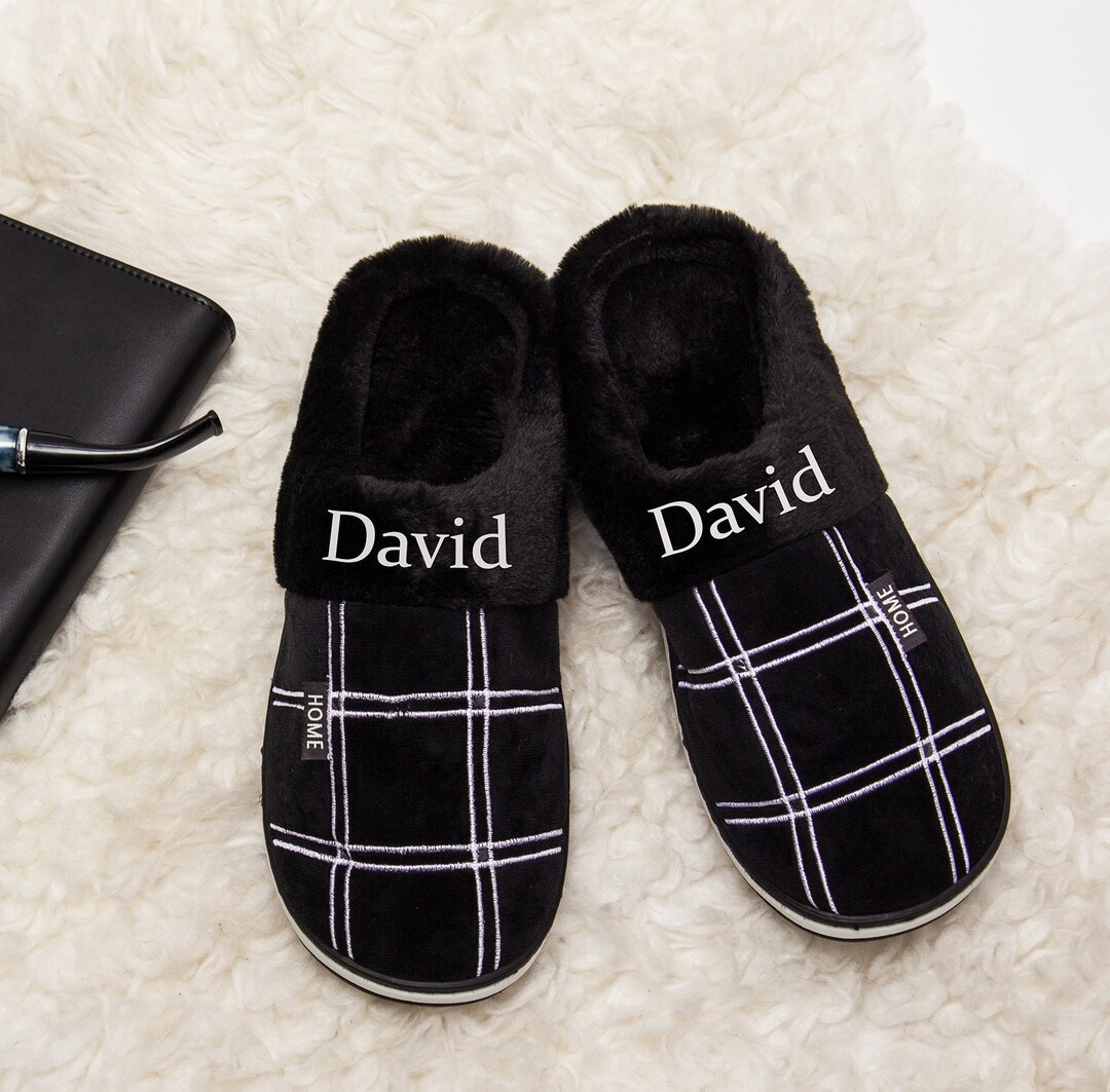 Custom Name Men's Home Shoes, Best Dad Slippers, Custom Men's Slippers ...
