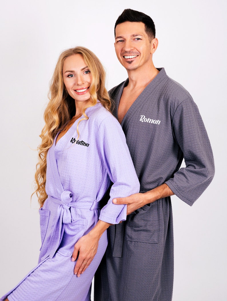 Custom Waffled Soft Robes for Couple Matching Bathrobes - Etsy