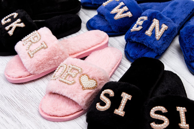 Bride Mrs Custom Fluffy Slippers Custom Slippers Fluffy - Etsy