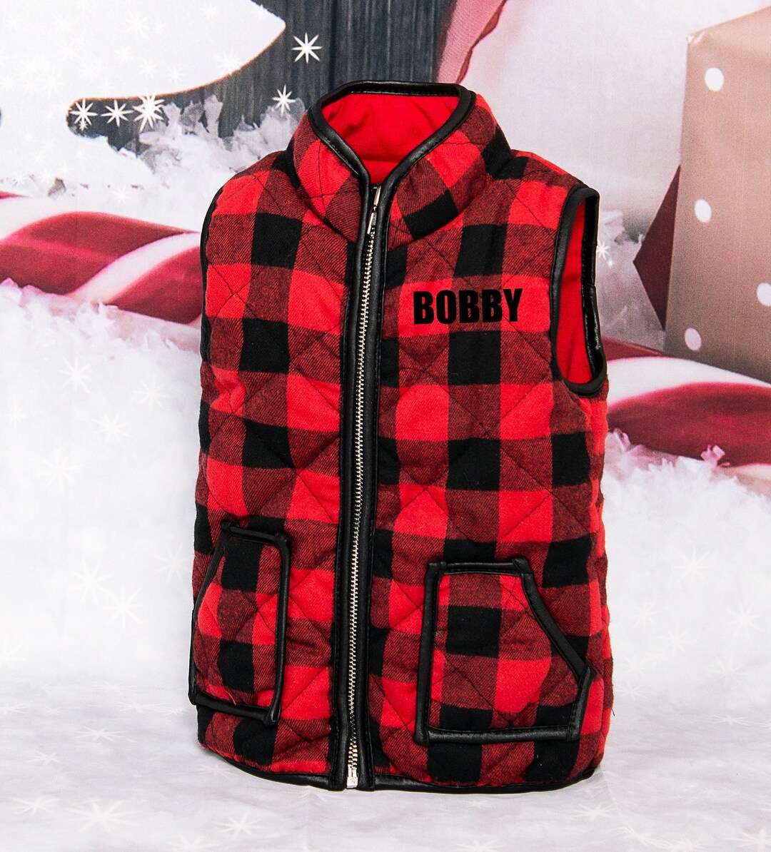Custom Christmas Vest, Boy Girl Plaid Buffalo Vest, Christmas Kids ...