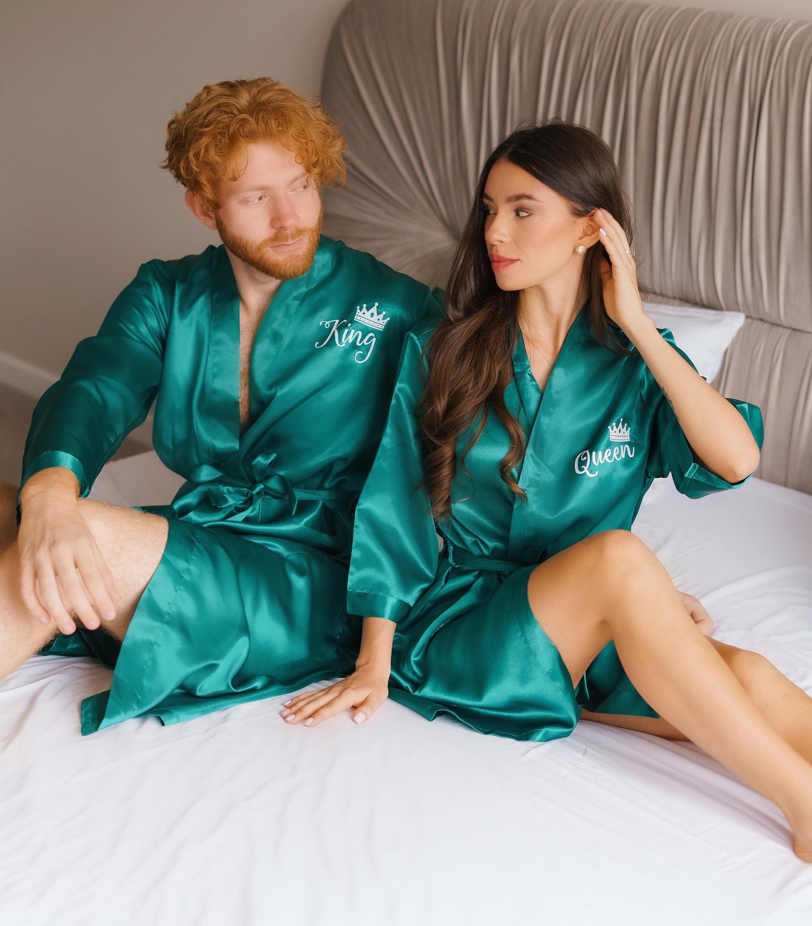 Mr and Mr Satin Robes King and Queen Custom Satin Robes for - Etsy