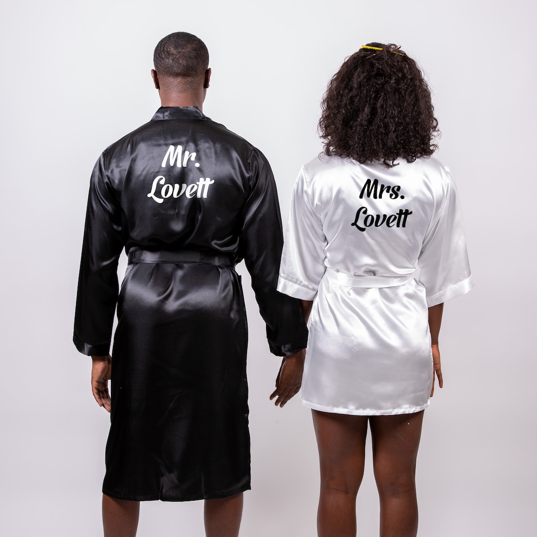 Wedding Anniversary Robes, Custom Mr and Mrs Matching Satin Robes ...