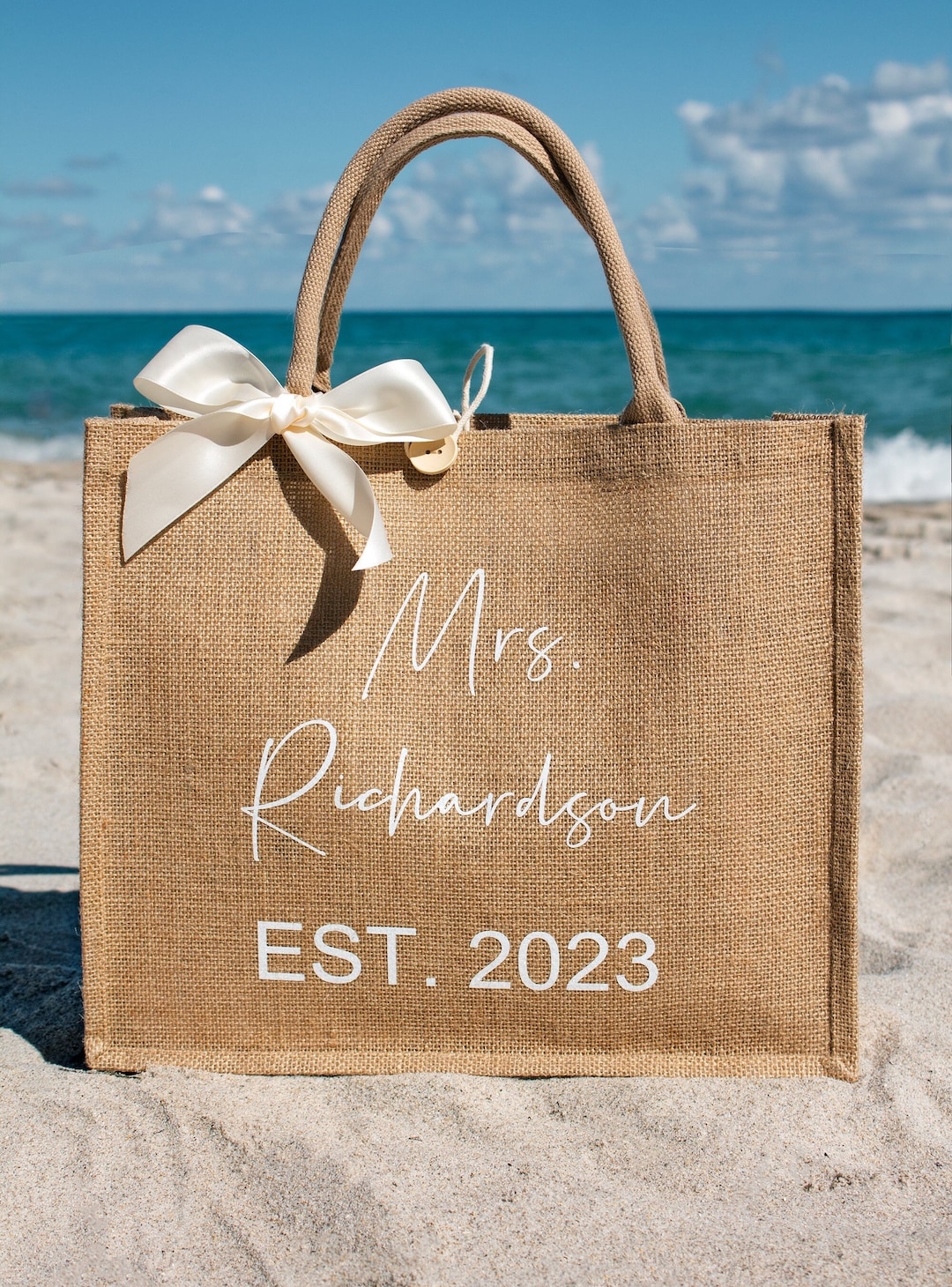 Bridal Custom Tote Bag, Bridesmaids Tote Bags, Custom Beach Tote Bag ...