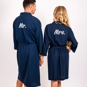 Mr and Mrs Custom Waffled Soft Robes for Couple, Wedding Gift, Robes ...