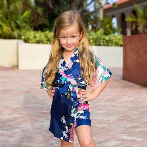 Personalized Kids Satin Robes, Floral Kids Satin Robes, Kids Customized ...