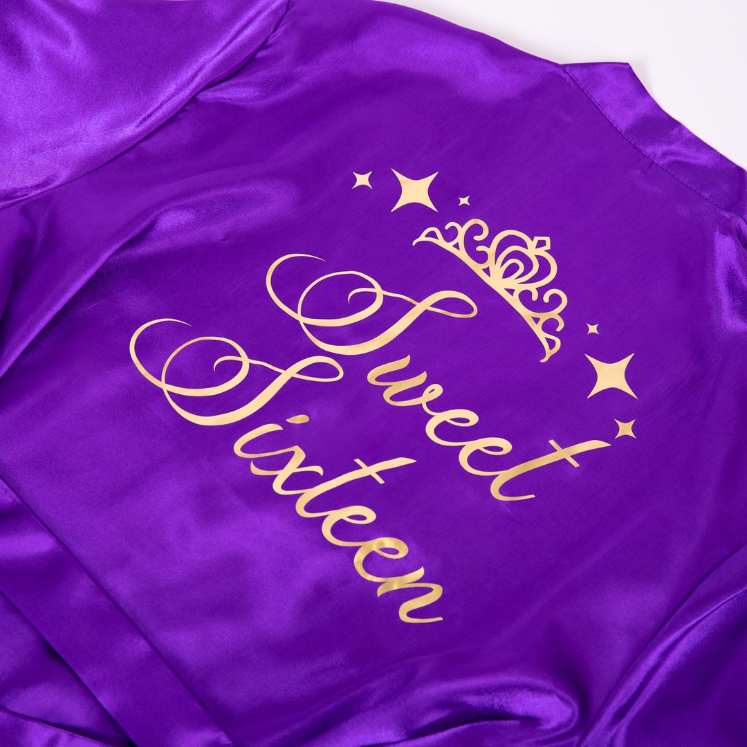 Sweet Sixteen Custom Robe, Personalized Satin Robe With Slippers, Sweet ...