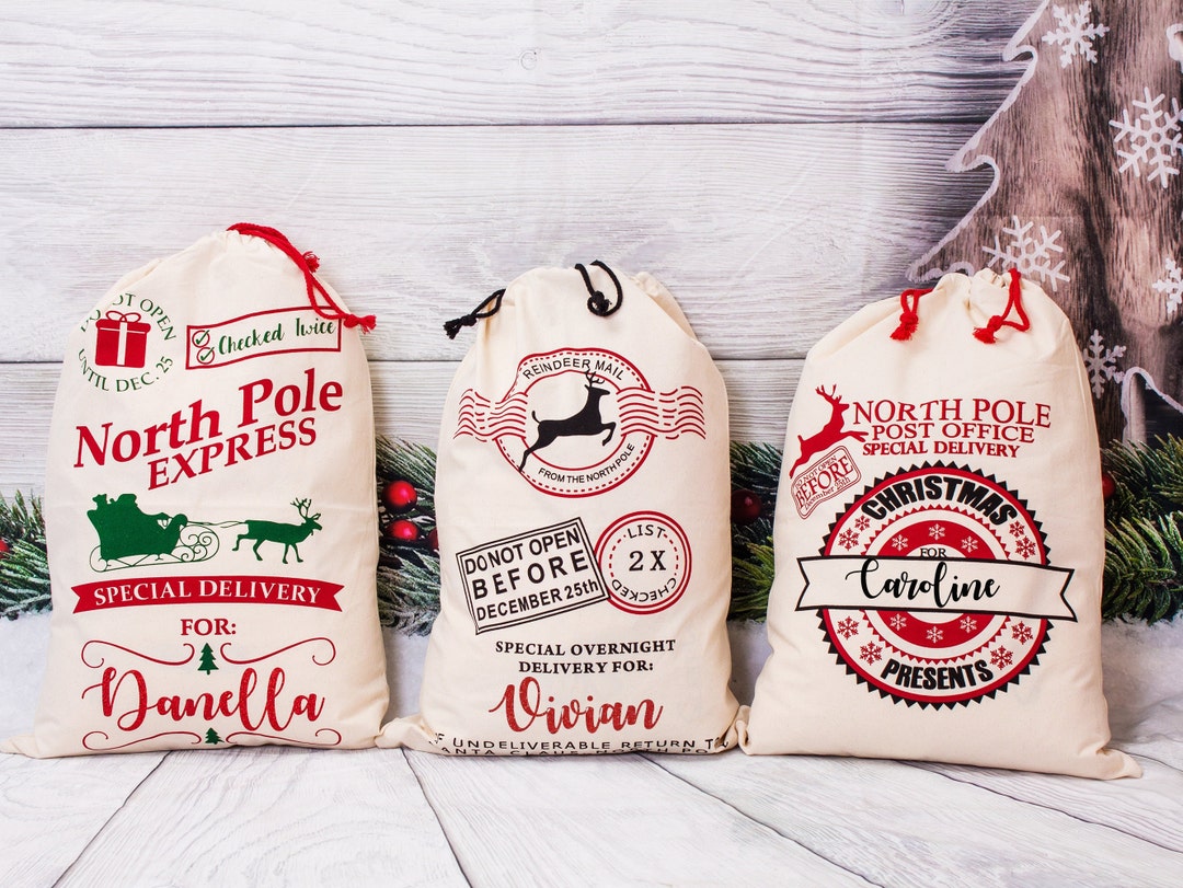 North Pole Express Santa Delivery Sack, Santa Claus Bag, Custom Santa ...