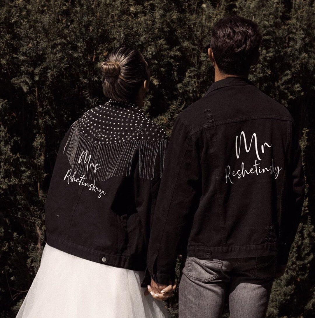 Mr and Mrs Couple Denim Jackets, Bride and Groom Denim Jackets, Wedding ...