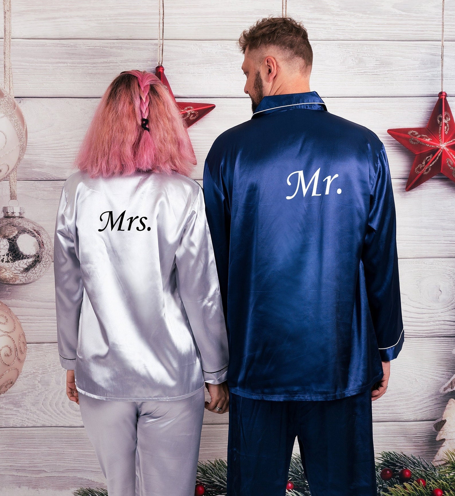 Custom Mr and Mrs Satin Pajamas, Groom Bride Pjs, Custom Satin Pj, Gift ...