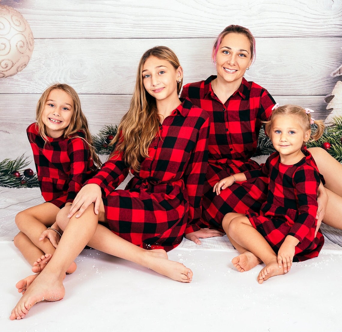 Matching Family Christmas Dresses: Plaid Buffalo, Custom Text - Etsy