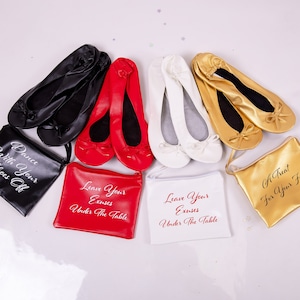 Set of 20 Bridesmaids Flats for Wedding, Foldable Ballet Flats for ...