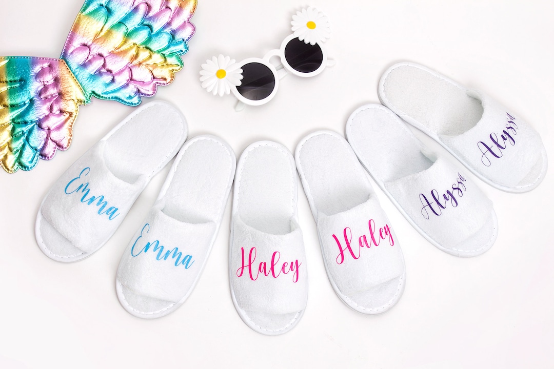 Custom SPA Slippers: Kids Birthday Party Sleepover Slippers - Etsy