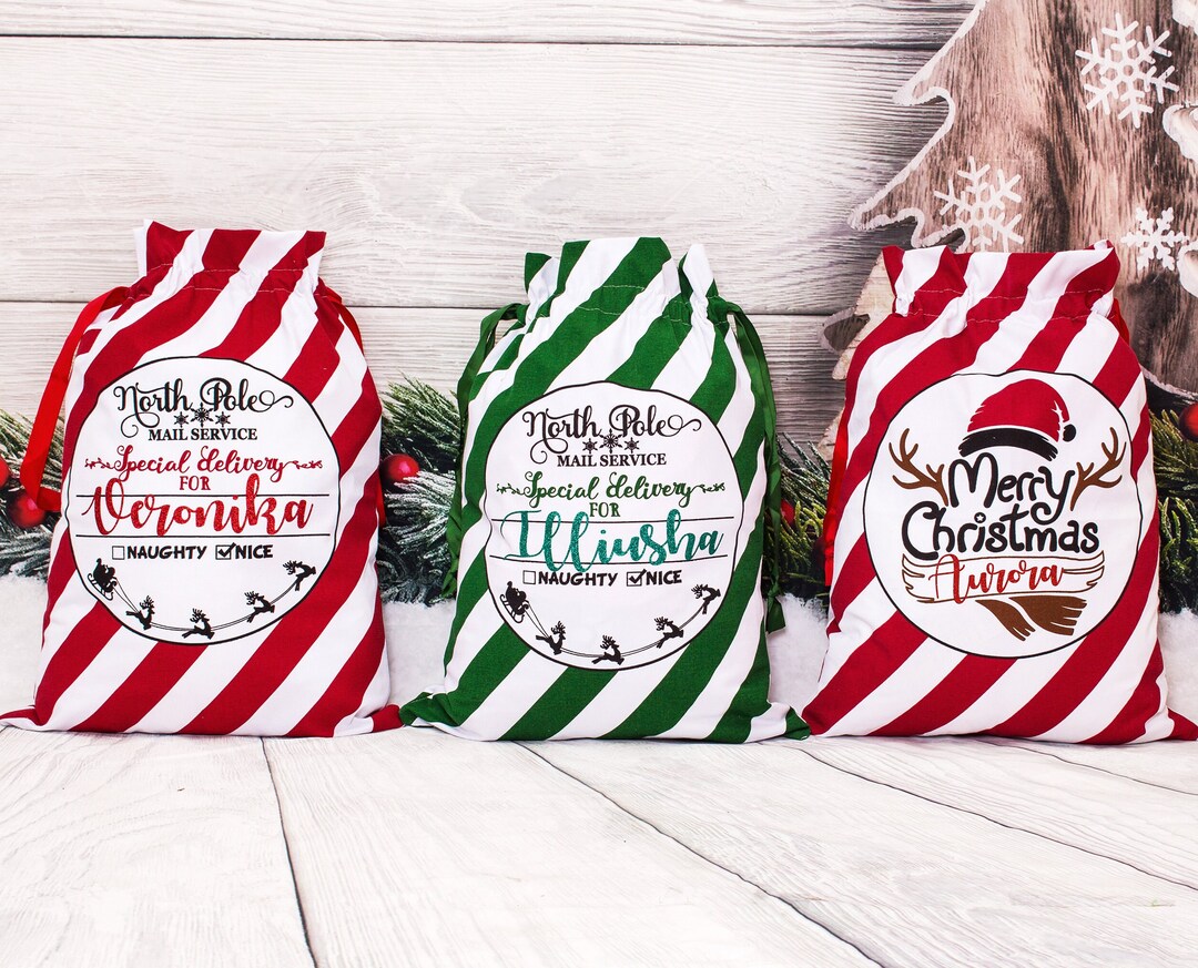Custom Santa Sack, North Pole Express Santa Delivery Sack, Santa Claus ...
