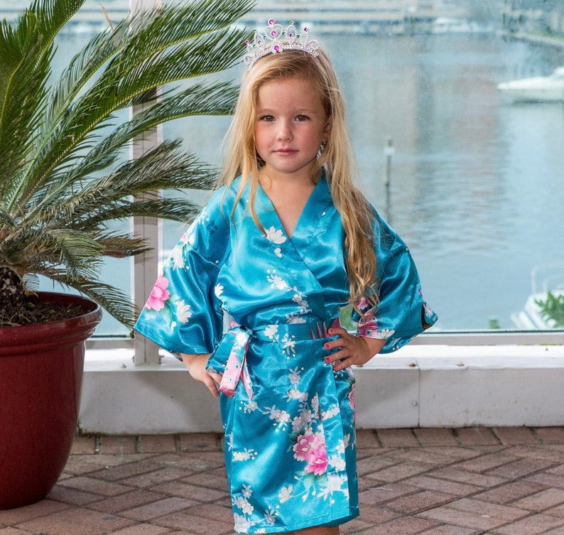 Personalized Kids Satin Robes, Floral Kids Satin Robes, Kids Customized ...