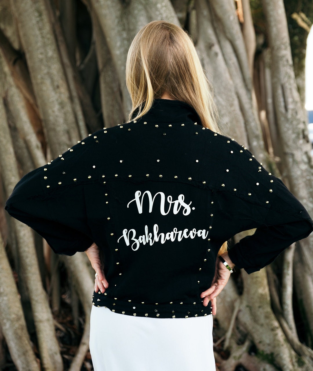 Mrs Denim Jacket With Rivets , Customized Jacket, Bridal Jean Jacket ...