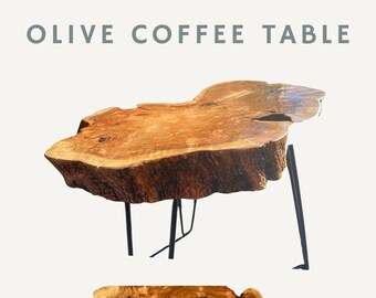 Olive Tree Blue Epoxy Coffee Table, Handmade Olive Tree Coffee Table ...