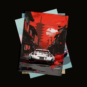 Vintage Retro Classic Car Poster Nissan GTR Nismo Modern Flat Clean ...