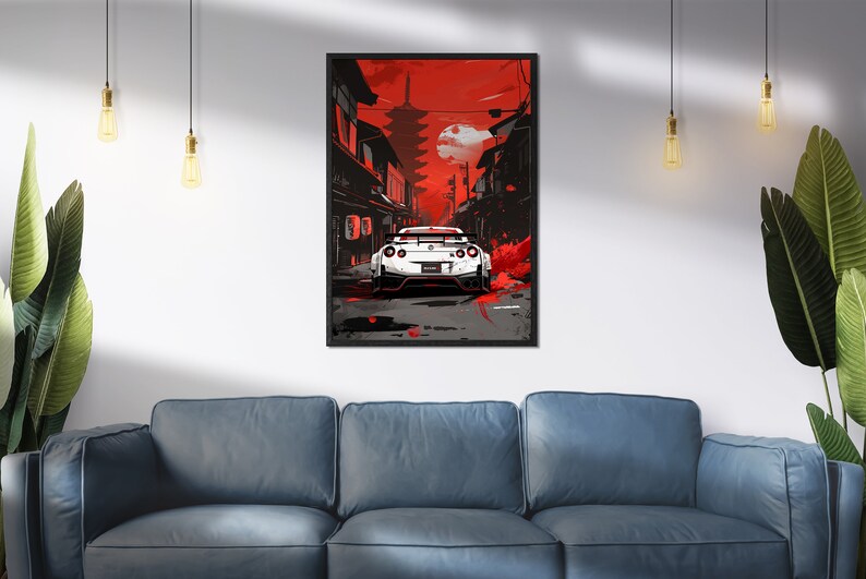Vintage Retro Classic Car Poster Nissan GTR Nismo Modern Flat Clean ...