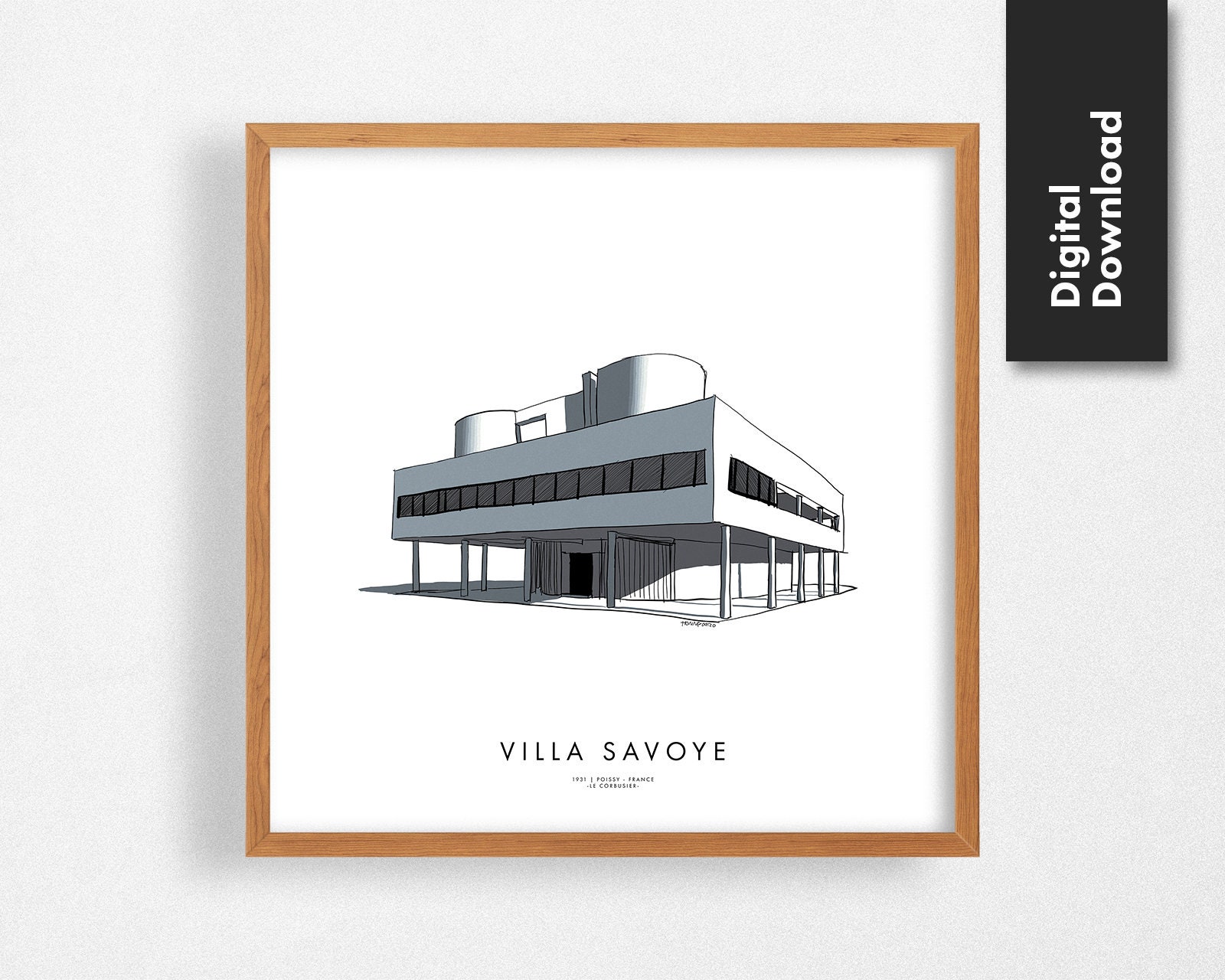Villa Savoye Architectural Sketch Print Ready Poster Modern Wallart Le Corbusier - Etsy UK