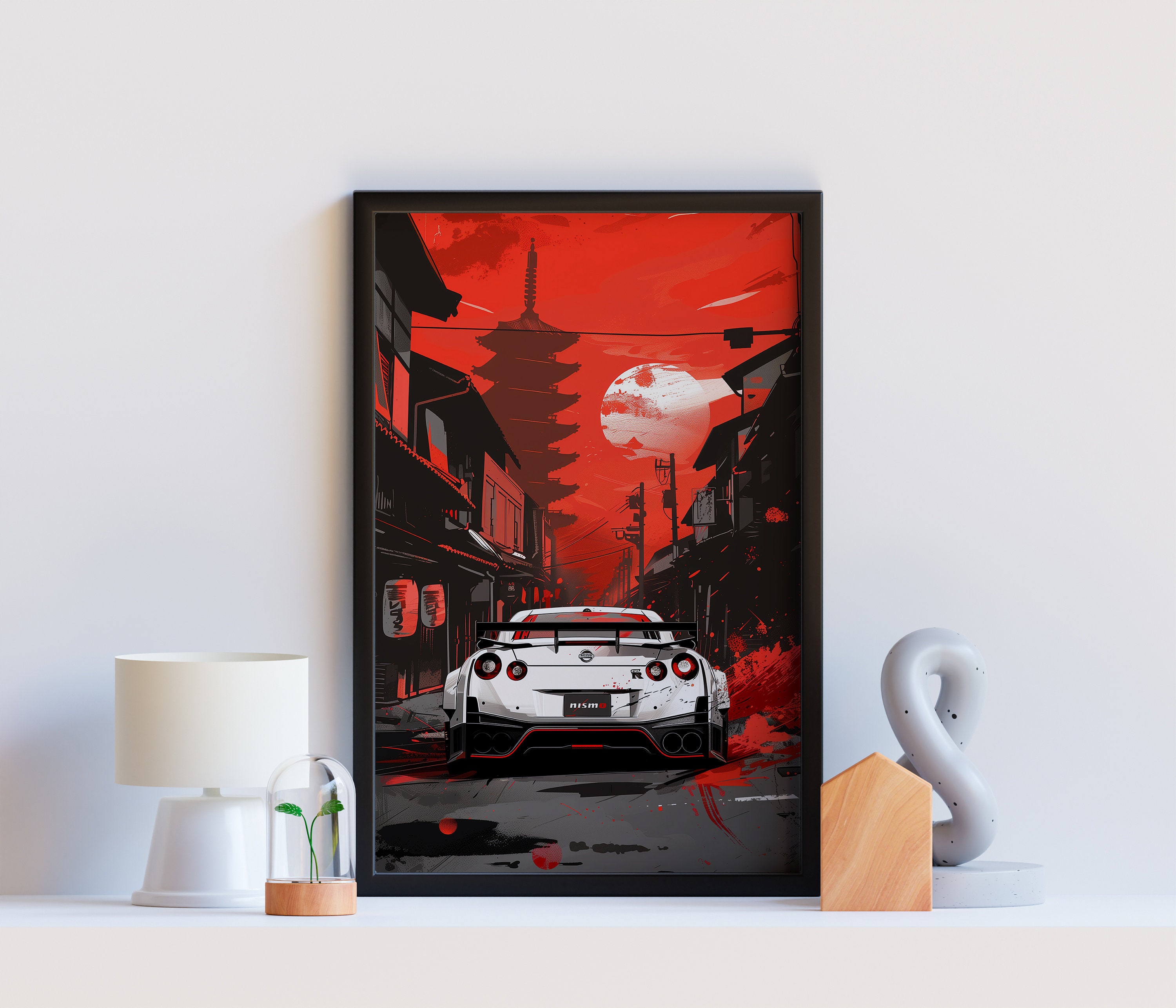 Vintage Retro Classic Car Poster Nissan GTR Nismo Modern Flat Clean ...