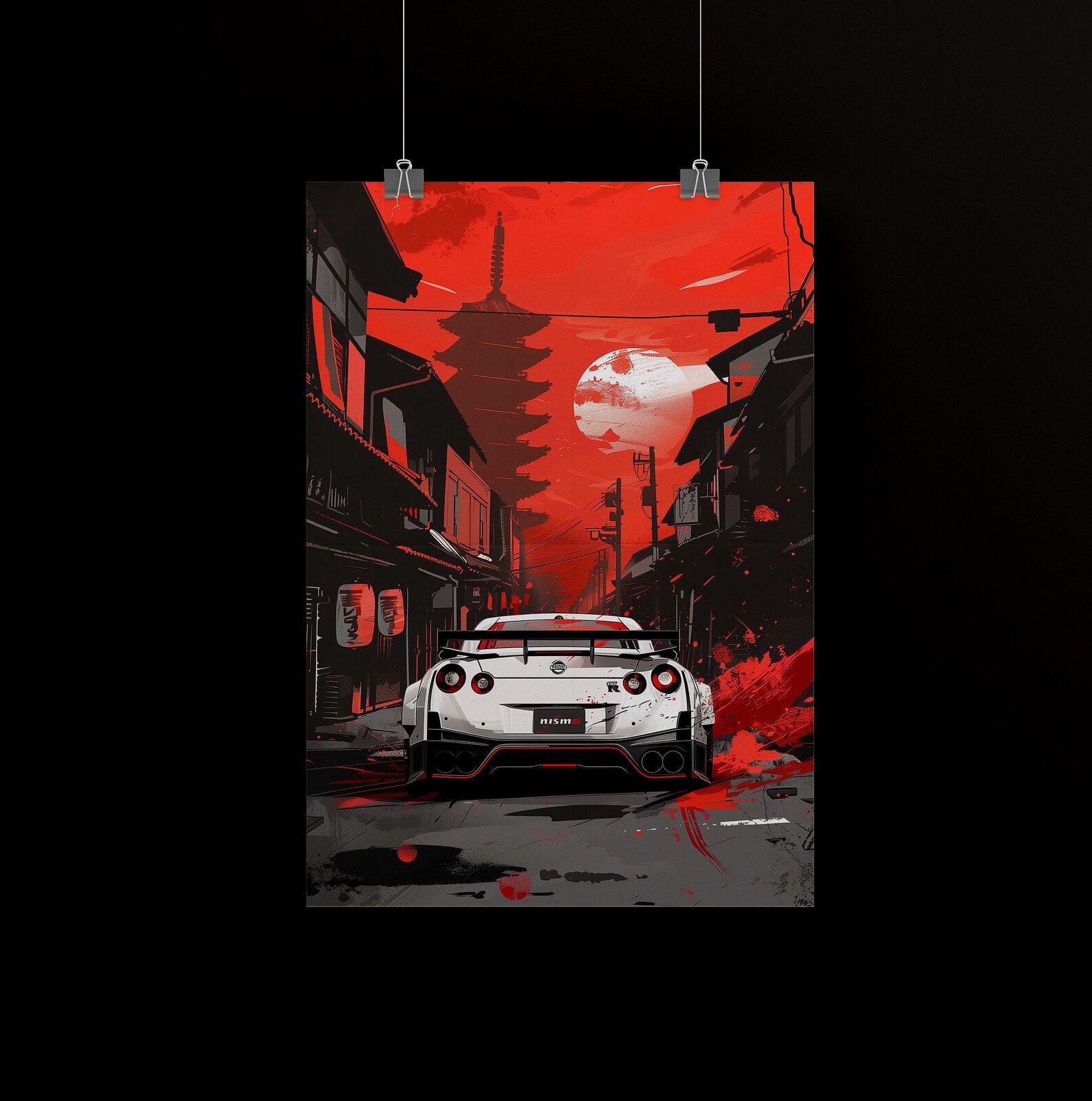 Vintage Retro Classic Car Poster Nissan GTR Nismo Modern Flat Clean ...