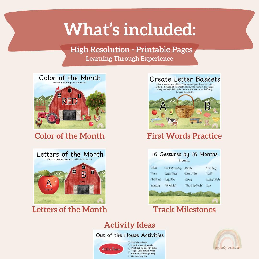 On the Farm September Printable Workbook for Babies & Toddlers ...