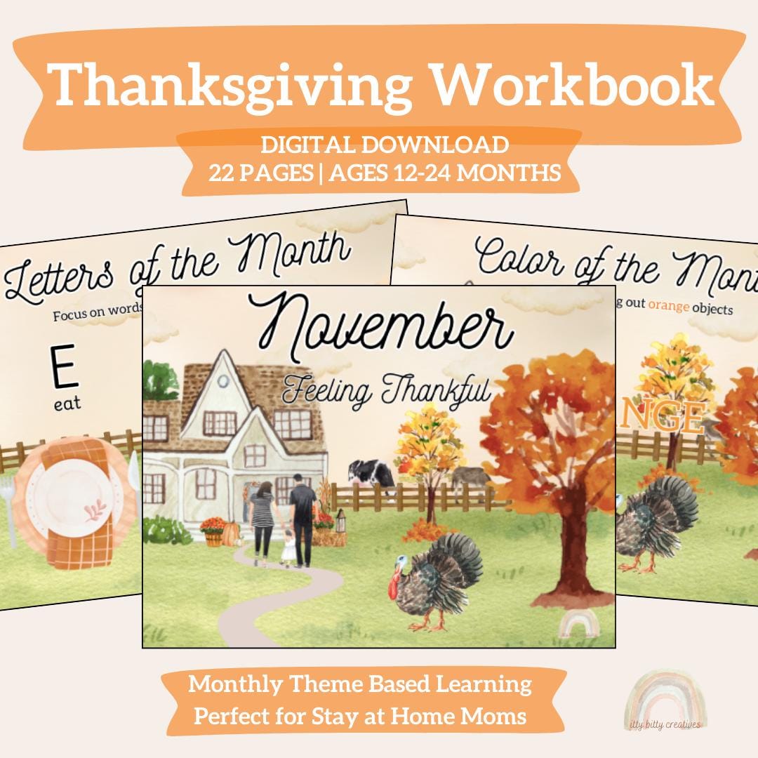 Thanksgiving November Printable Activity Workbook for Toddlers ...