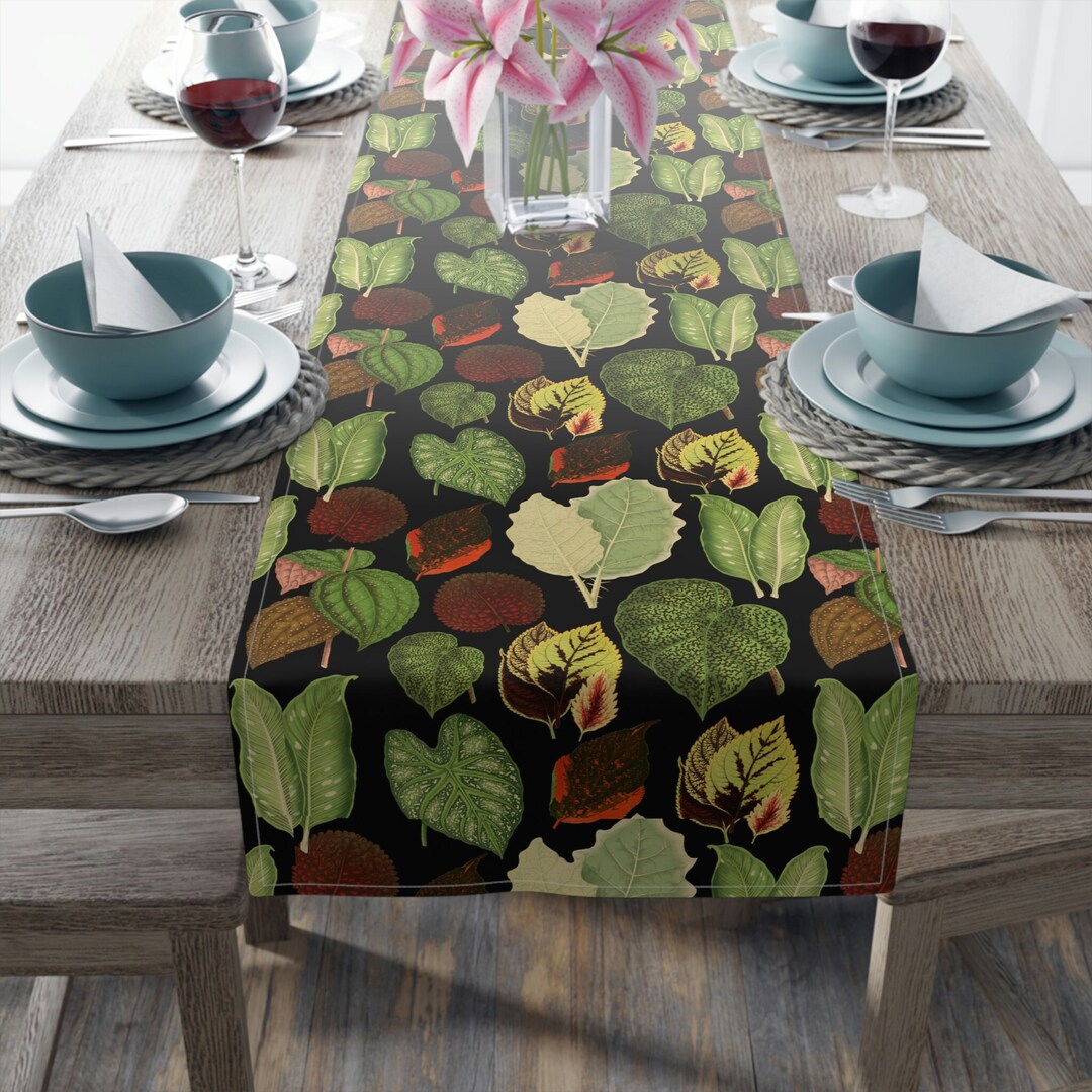 Botanical Table Runner, Houseplant Decor, Tropical Table Runner, Plants ...