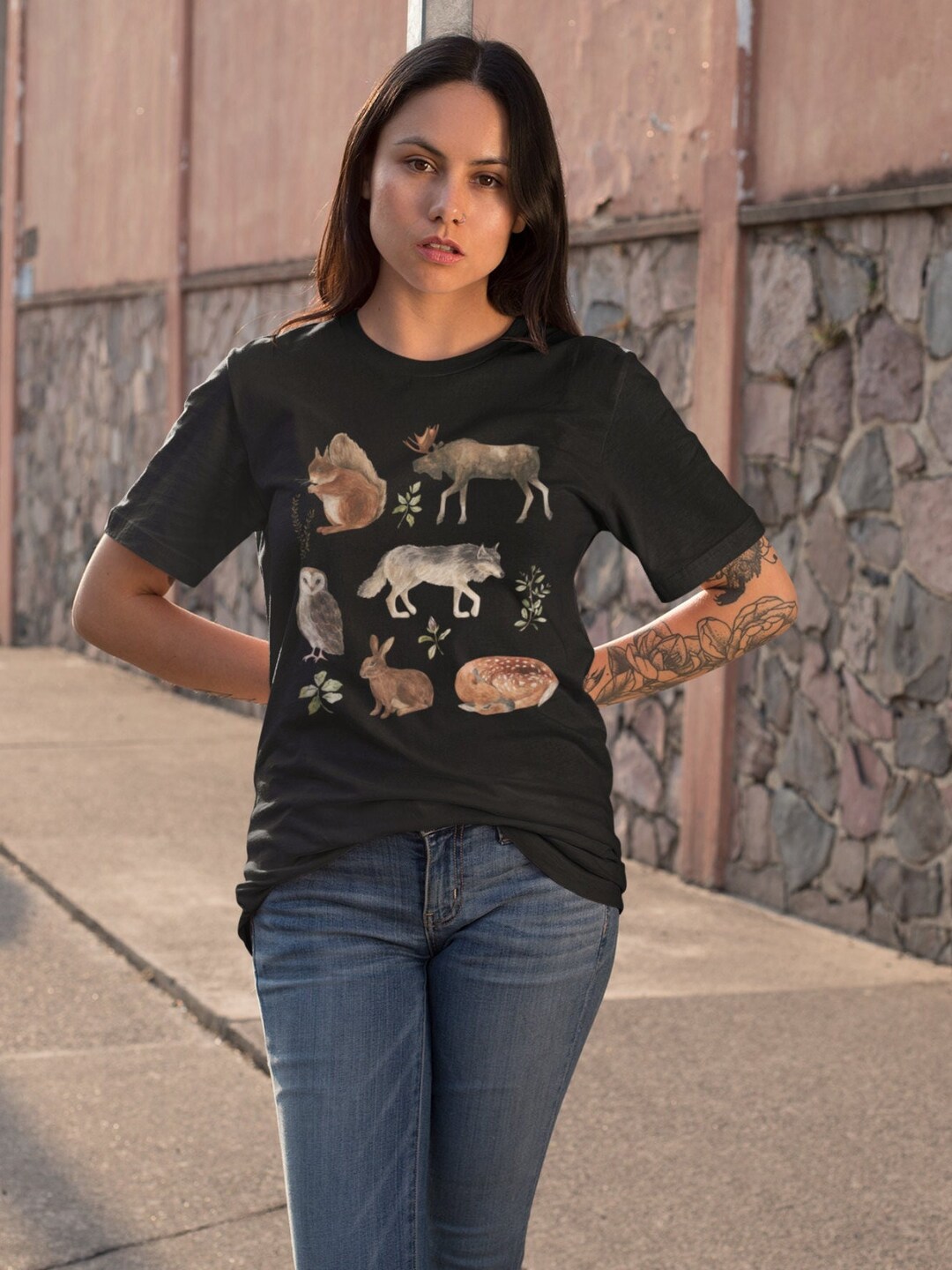 Woodland Animal Shirt, Forest Tshirt, Cottagecore Shirt, Cottage Core ...