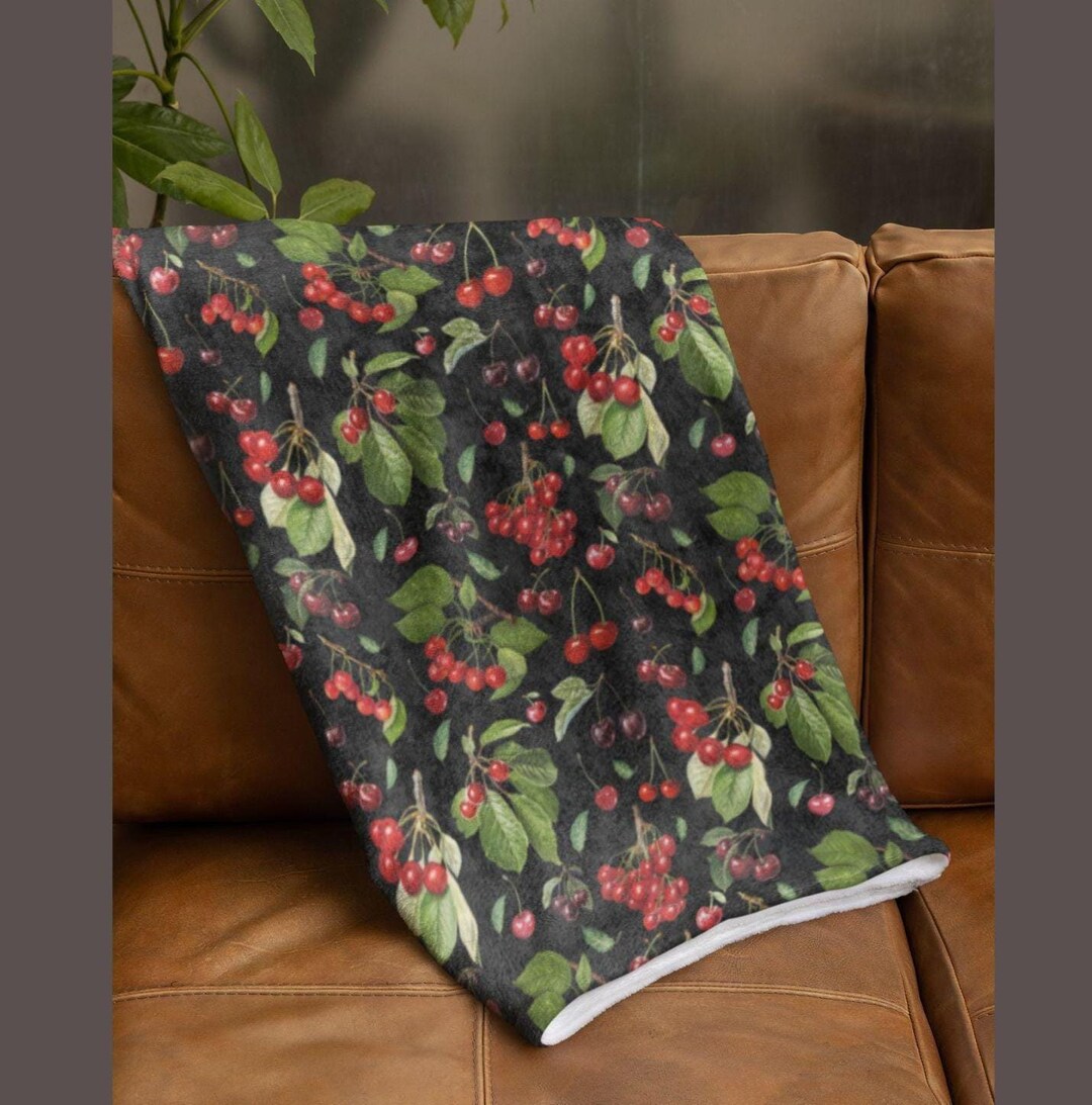 Cherry Blanket, Dark Cherry Blanket, Fruit Blanket, Minky Blanket ...