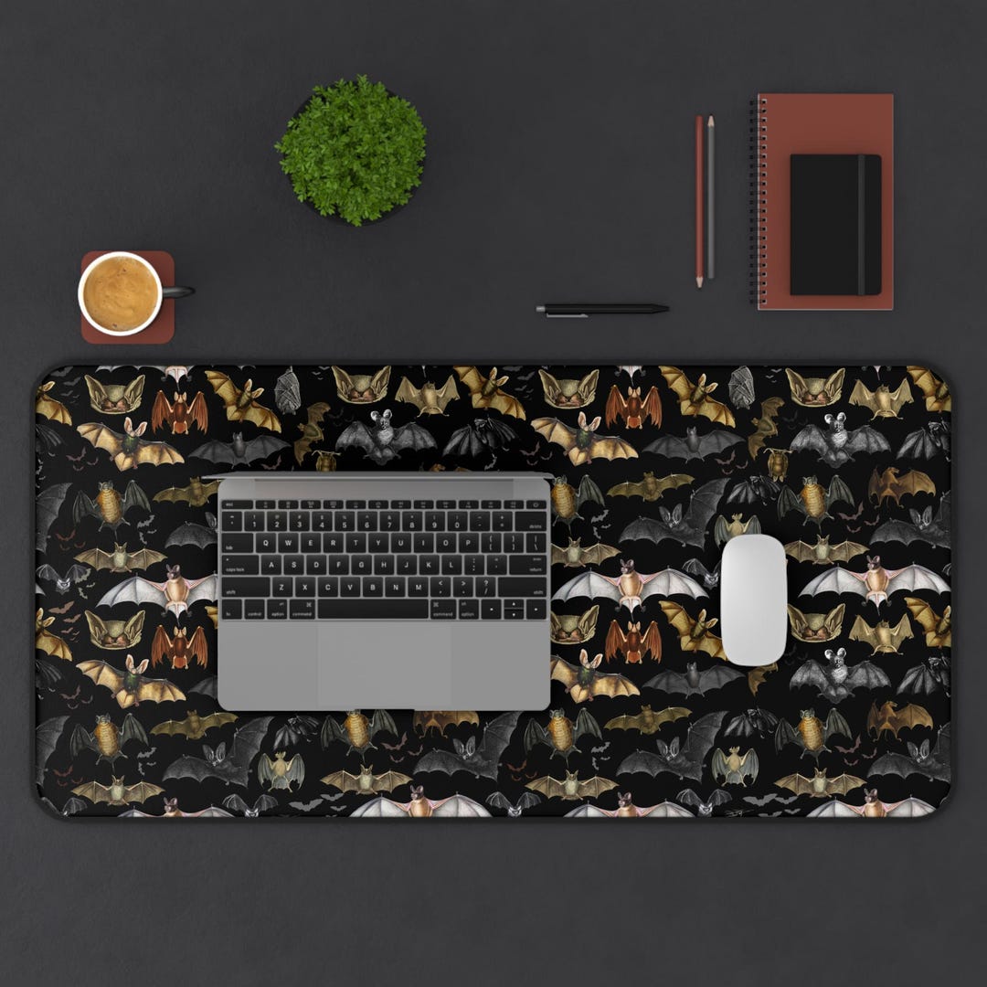 Bats Desk Mat, Gothic Desk Mat, Bat Mouse Pad, XL Desk Mat, Dark ...
